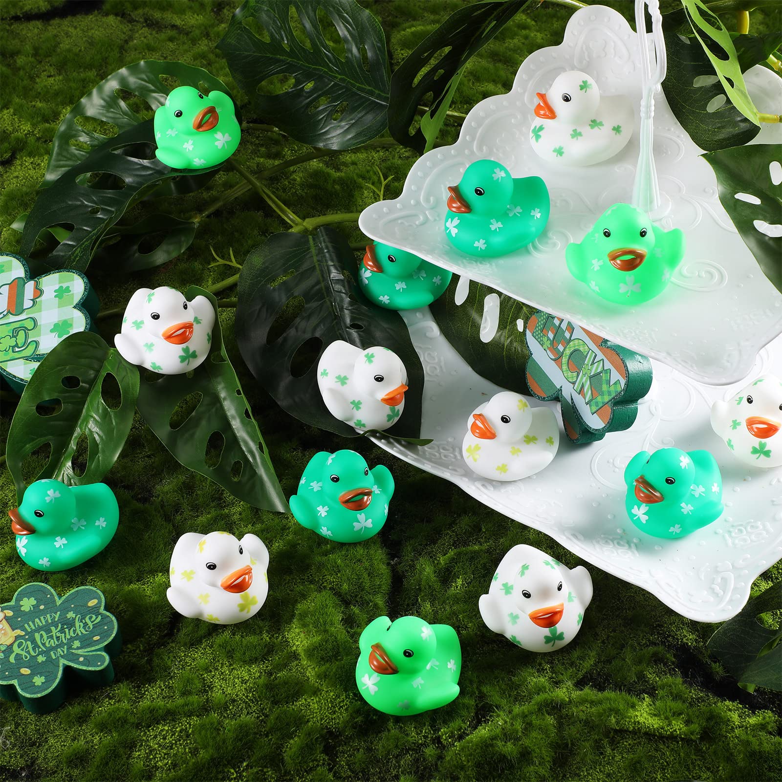 Jerify St. Patrick's Day Rubber Ducks 2 Inch Mini St. Patrick's Day Ducks Bath Toys St. Patrick's Day Party Decorations Holiday Rubber Ducks with Drawstring Gift Bag for Class Prize Holiday (48)