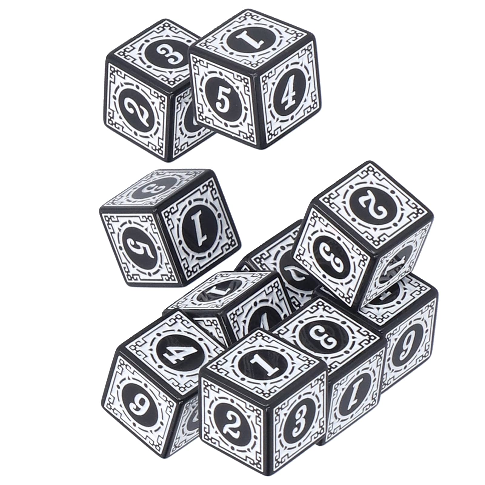 KnityMac 6 Sided Dices Square Verged D6 Polyhedral DND Dice Set for Table Board Game Polyhedra Dice(Point White Oil)