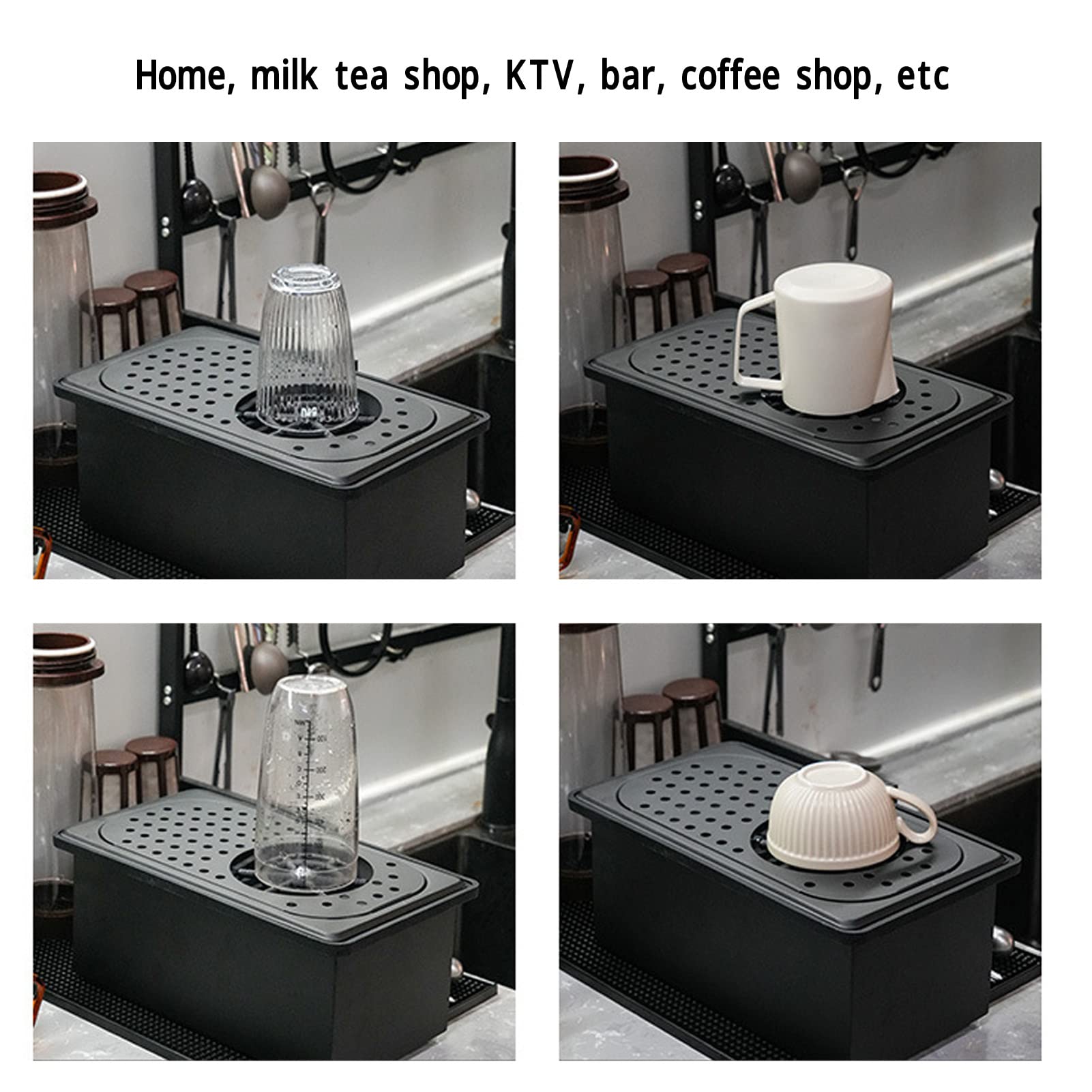 Pitcher Rinser Stainless Steel From Opening Kitchen Sink Automatic Glass Cup Washer for Hotel Bar Coffee Milk Tea Cup Black Your Hands (Large)