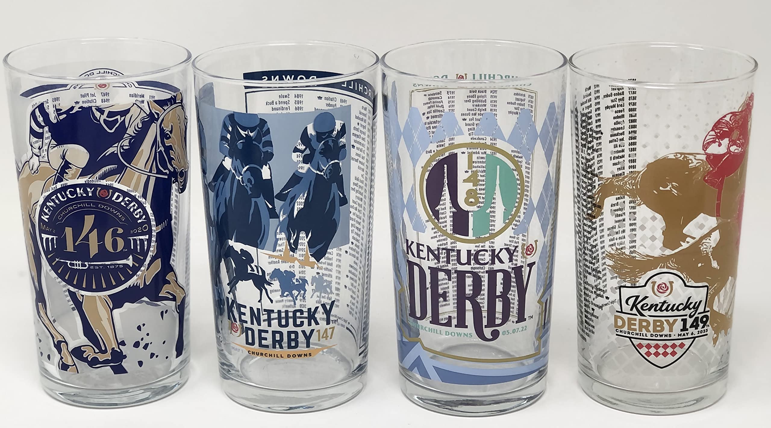Kentucky Derby 2020~2023 Official 146&147&148&149th Mint Julep Glass Officially Licensed, 12 oz Glass