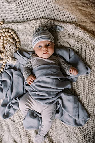 LULLABIES Organic Muslin Swaddle Blankets, Soft Solid Earth Tones 3 Pack Baby Swaddle Blankets Muslin Receiving Blanket Wrap, Large 47 x 47 inches, Solid Color Baby Swaddling (Ocean Waves)