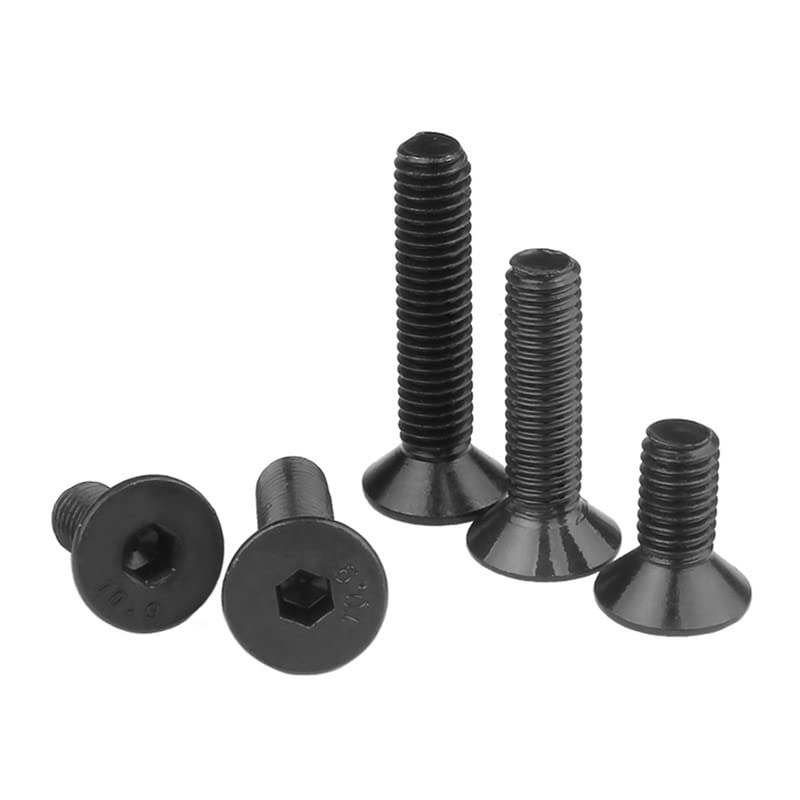 MOOPW Countersunk Bolts - Grade 10.9 Carbon Steel Hex Socket Cap Screw Flat Head Allen Bolts Machine Screws Fasteners M3 M4 M5 M6