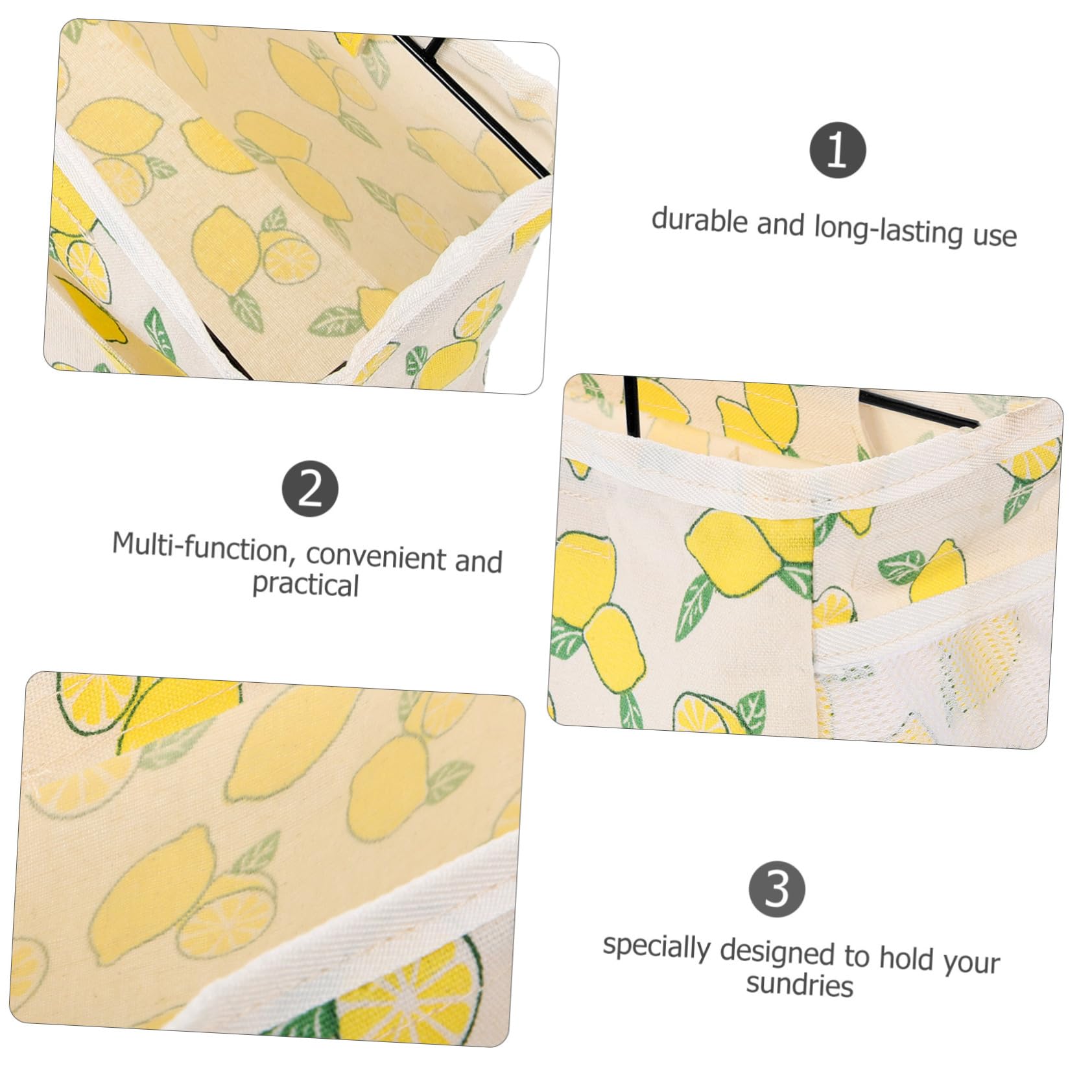 Lemon Bedside Cotton Linen Hanging Storage Bag Bed Storage Pocket Organizer Pouch Diaper Stacker for Bed Crib Craddle Baby Clothes Organizer