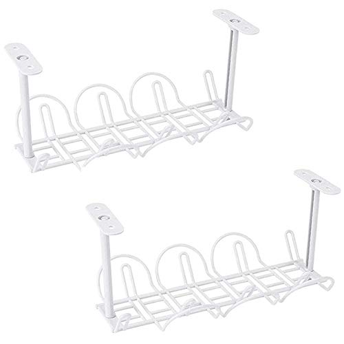 LILYRIN Desk Tray Wire Cable Tray Organizer for Office & Home, White