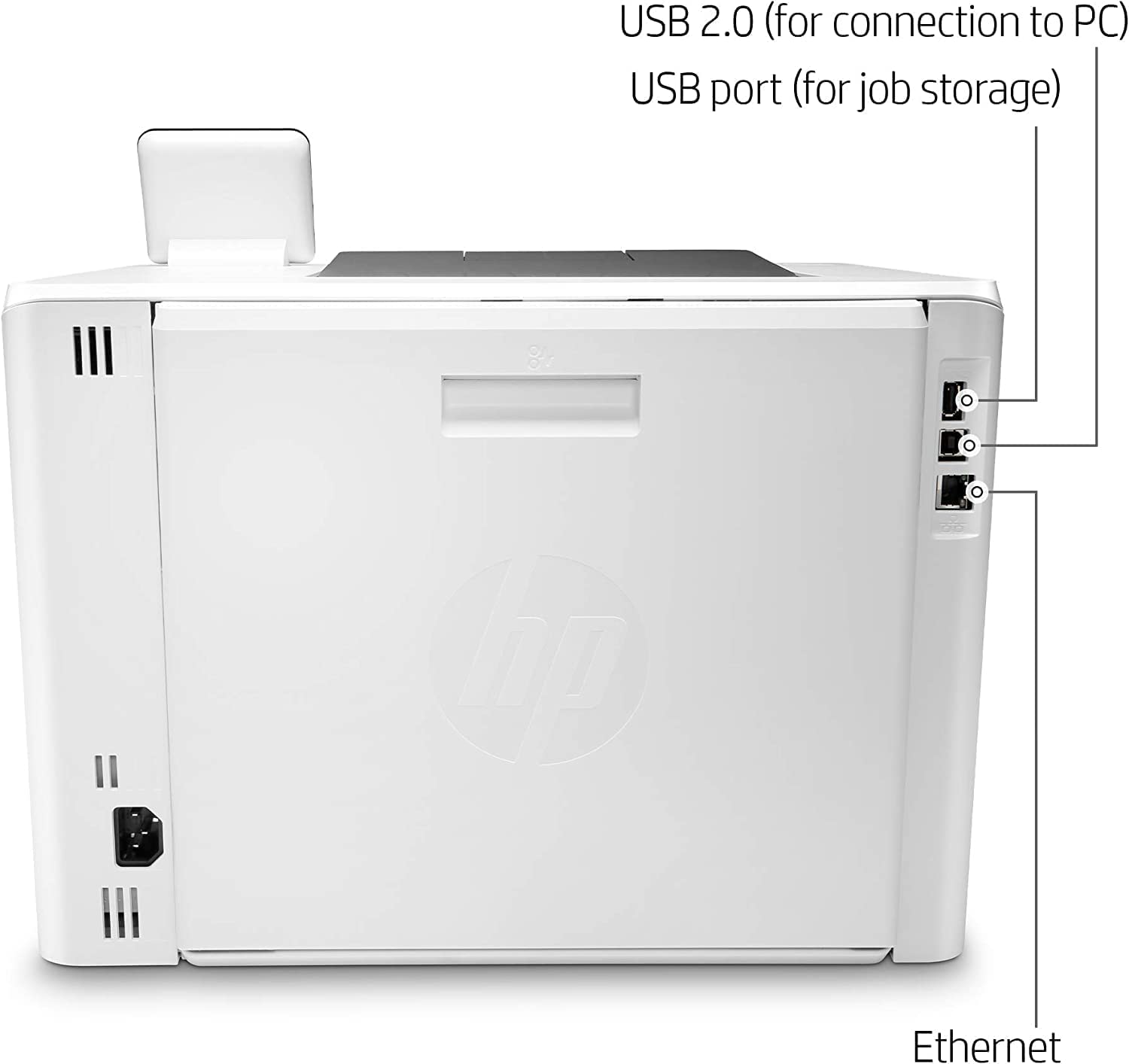 HP Color Laserjet Pro M454dw Print only Wireless Ethernet Laser Printer for Home Office, 28 ppm, 2.7" Touchscreen, 600 x 600 dpi, 8.5 x 14, 512MB RAM, Auto Duplex Printing, White, Cbmou Printer Cable
