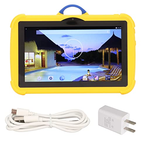 LBEC Kids Tablet 7 Inch Quad Core Processor Lightweight Toddler Tablet Dual Cameras with Protective Case for Home (US Plug)