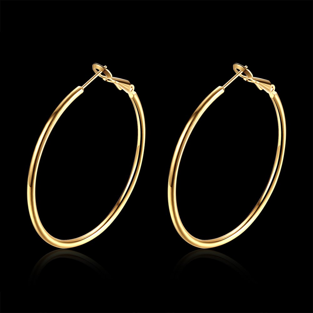 Gold Hoop Earrings, 18K Gold Plated Rounded Hoops Earrings for Women