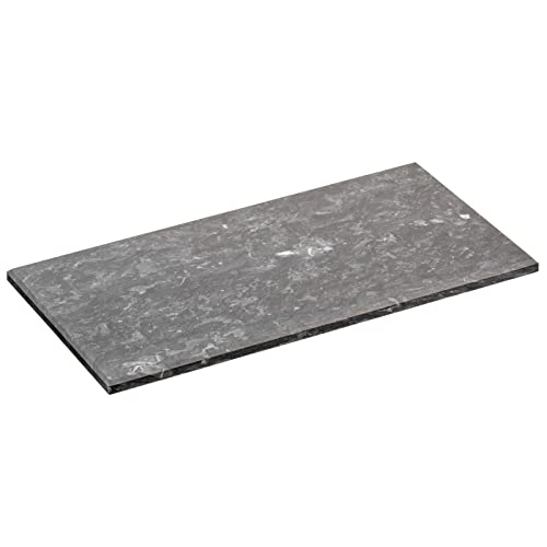 mDesign Medium Slab Stone Kitchen Countertop Pastry Cutting Board, Serving Tray for Bread, Breakfast, Snacks, Cheese, Pizza, Appetizers - Use for Chopping, Cooking, Baking, Cooling - Black/Marble