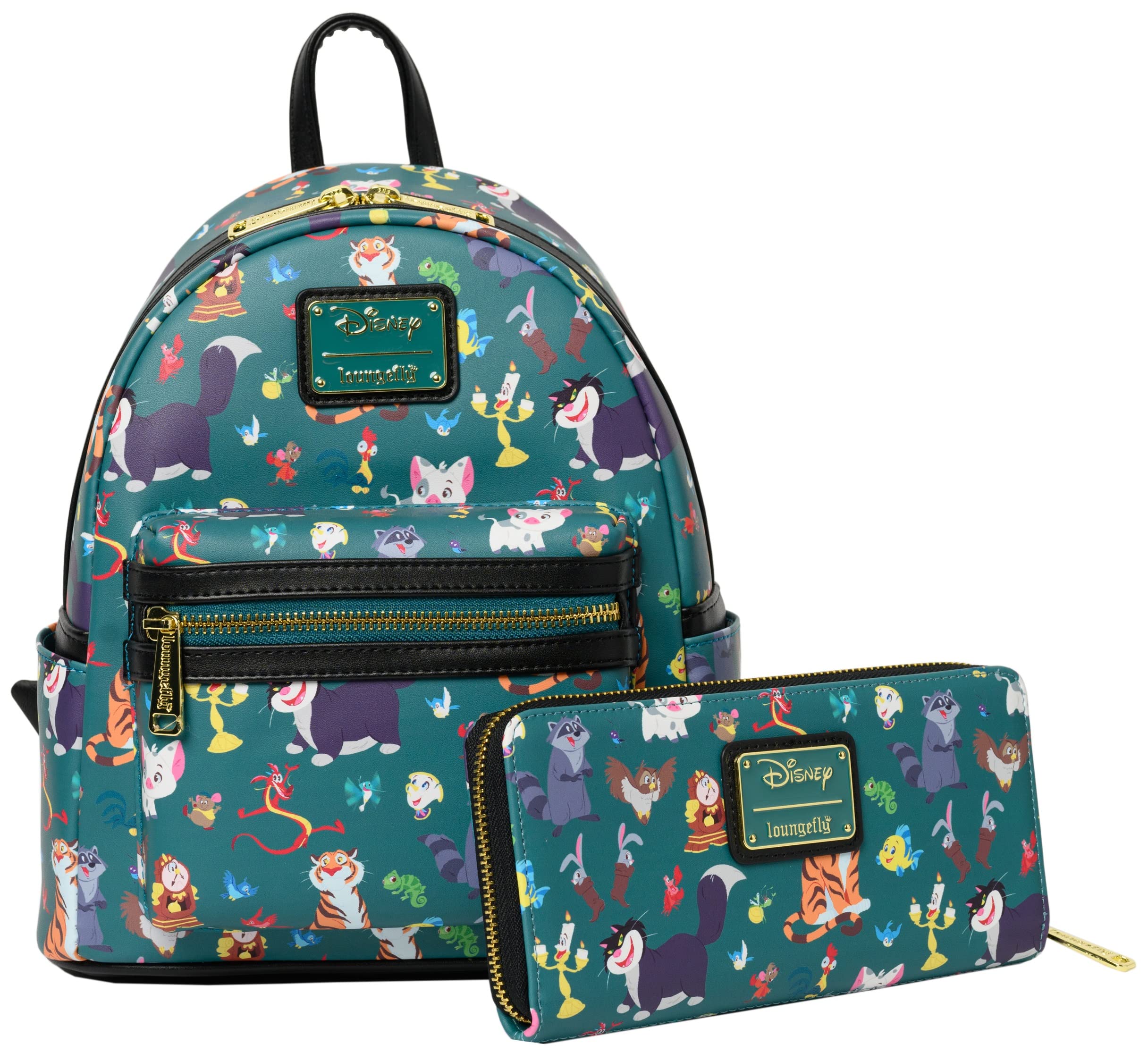 Loungefly Disney Wallet Princess Sidekicks Print Zip Faux Leather Clutch