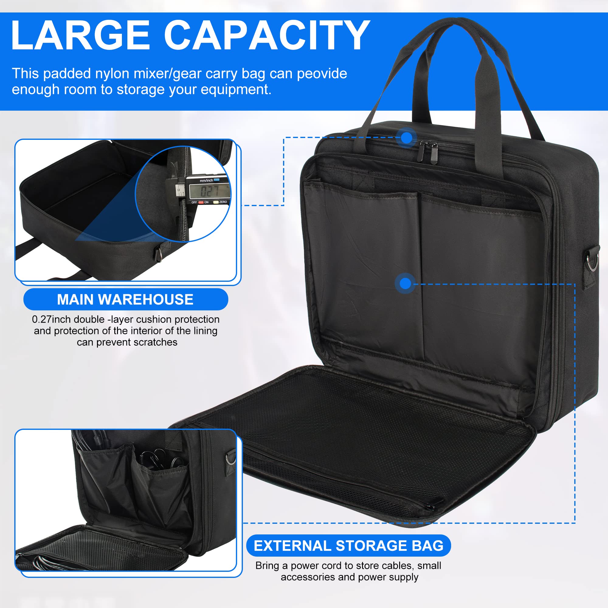 ITHWIU Travel Padded Nylon Mixer Gear Carrying Case For Alto 12 channel mixer / Q1202USB Bag