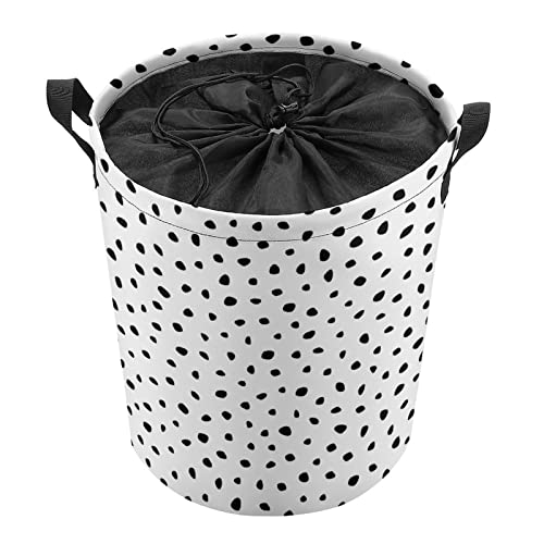 Laundry Hamper Irregular Chaotic Dots Dirty Clothes Storage Basket Black And White Collapsible Waterproof Toy Organizer for Boys And Girls Bedrooms, Bathroom