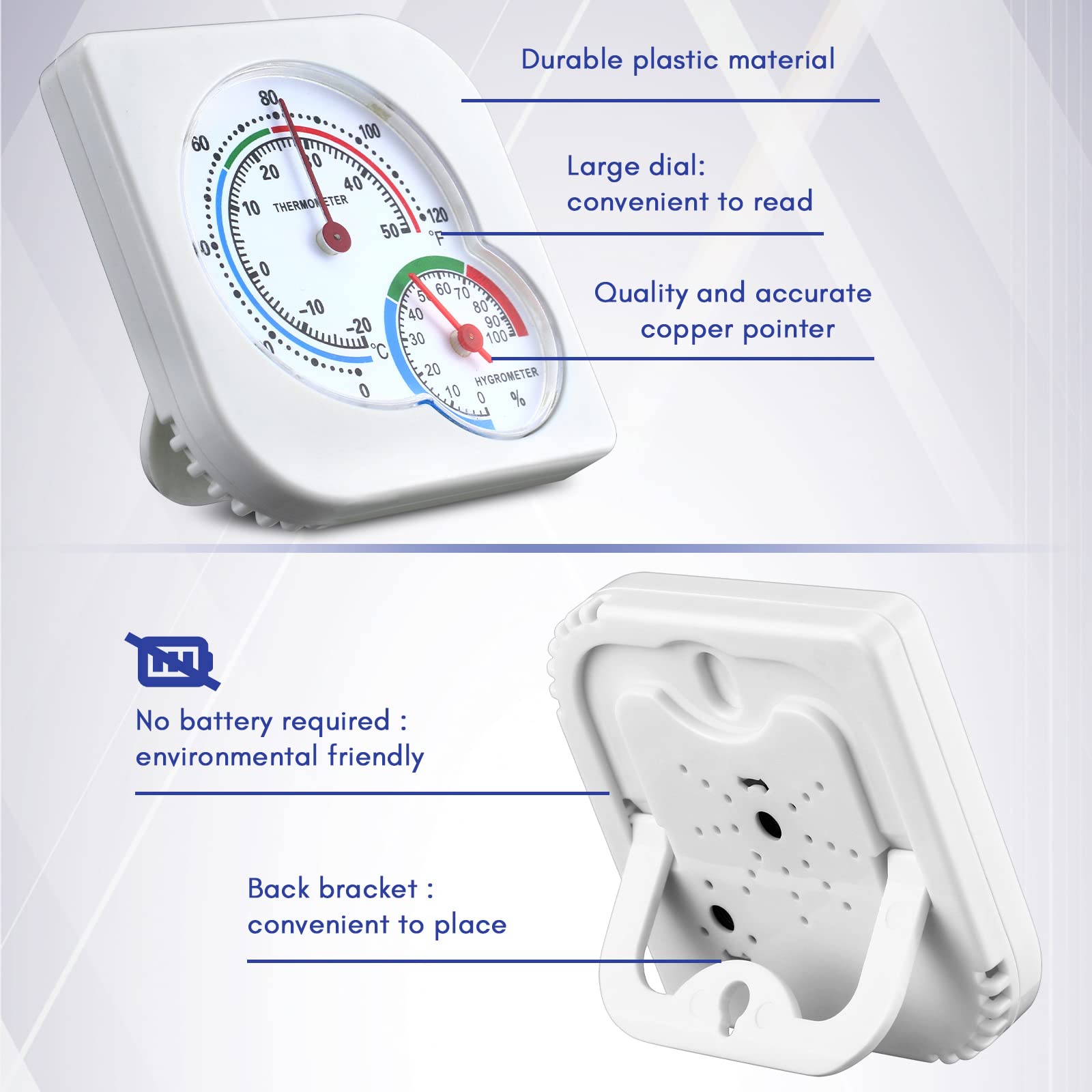 Kathfly 6 Pcs Indoor Thermometer and Humidity Gauge Indoor Mini Thermometer Hygrometer Temperature Humidity Meter Temperature and Humidity Monitor with Pointers for Home, Kitchen, Planting Room