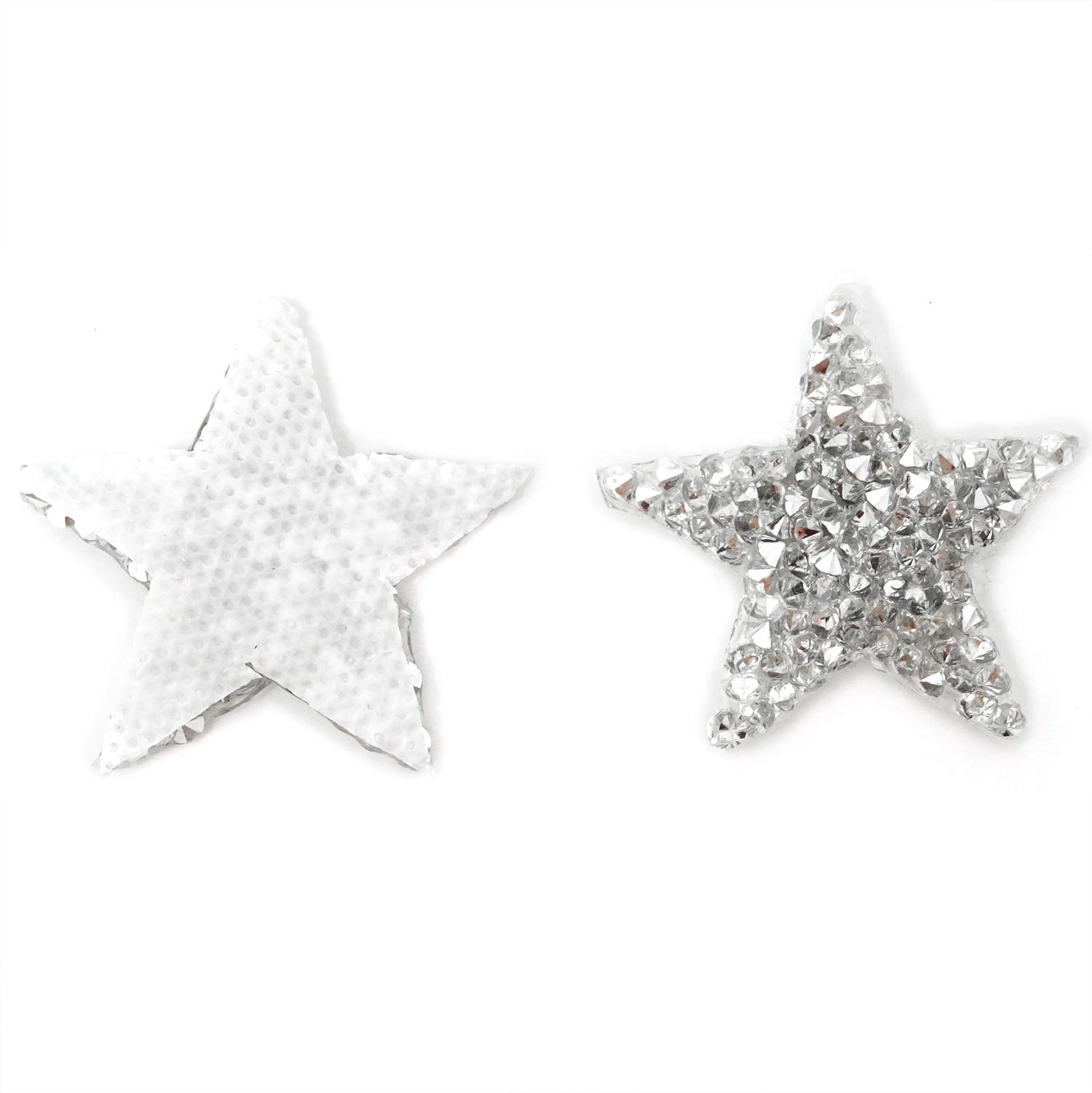 Honbay 12PCS Star Shape Rhinestone Patches Hot-Melt Adhesives Appliques Clothing Repair Decoration Patches for DIY Accessory (Silver)
