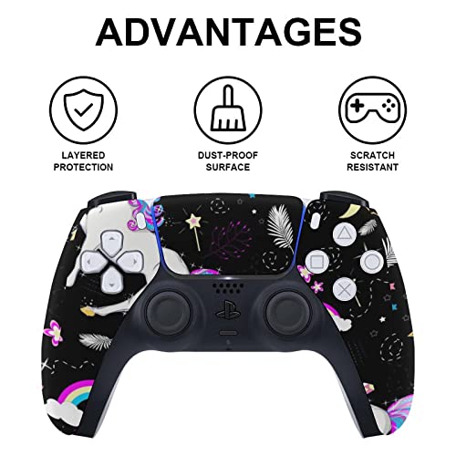 Little Princess Unicorn Full Protective Skin Cover Design Wrap Decal Sticker Compatible with PS5 Digital Edition Console and Controller