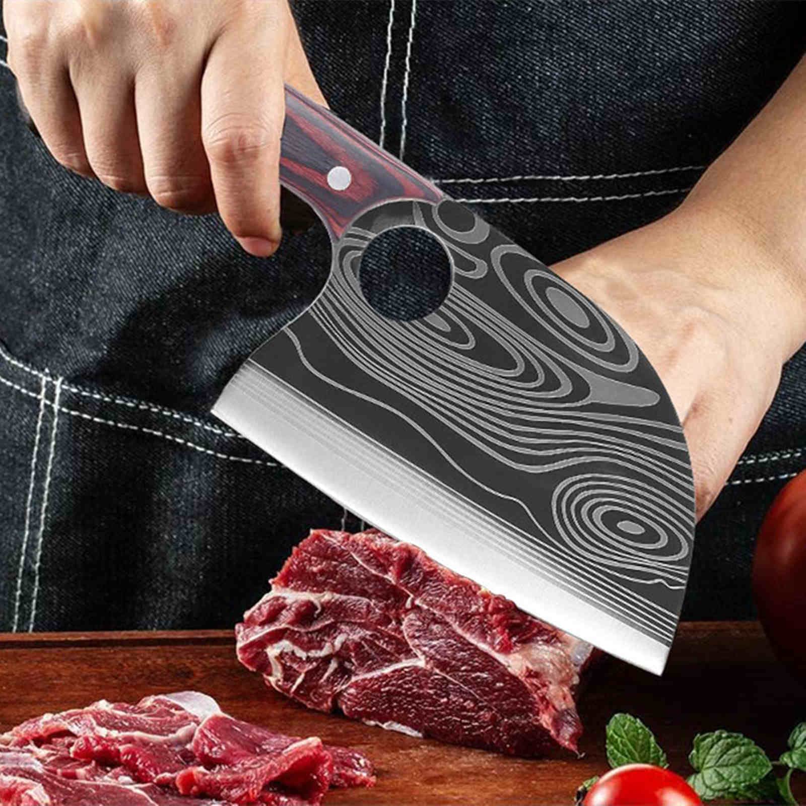 Meat Cleaver Heavy Duty for Meat Cutting Full Tang 7in,Serbian Chef Knife High Carbon Steel Hand Forged,Butcher Knife with Sheath for Kitchen,BBQ,Camping,Gift Box (color 1)