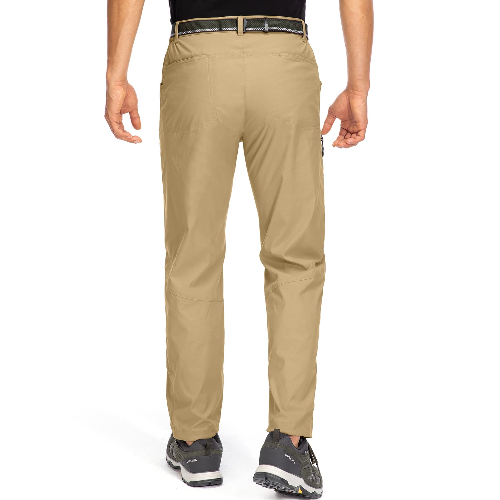 Hubunucc Men's Hiking Pants Waterproof Quick Dry Lightweight Stretch Camping Outdoor Cargo Pants for Men Zipper Pockets #6091 Khaki 32