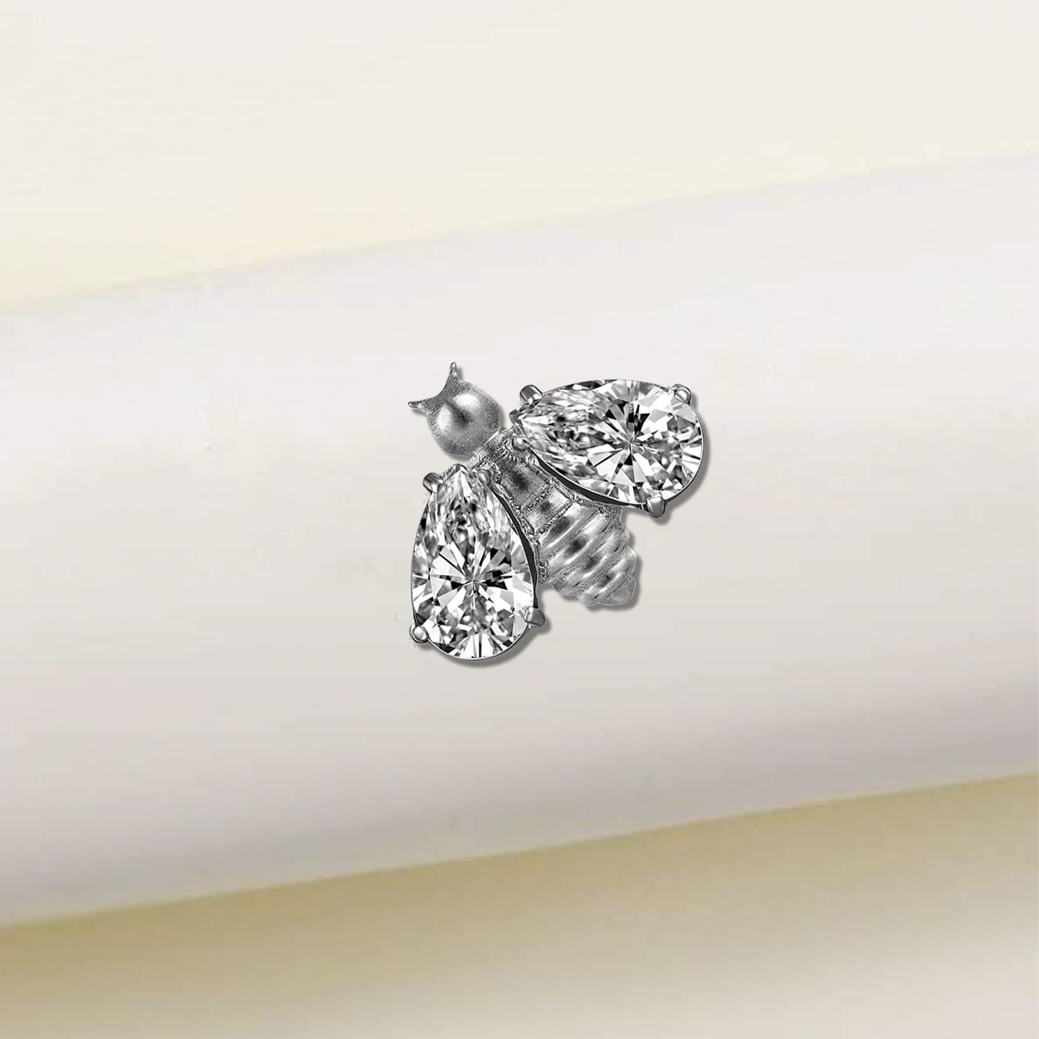 Ju7cer 16G Cartilage Earring Stud F136 Titanium Clear Bee Earrings for Conch Tragus Helix, Internally Threaded Flatback Earrings for Women Labret Piercing Jewelry