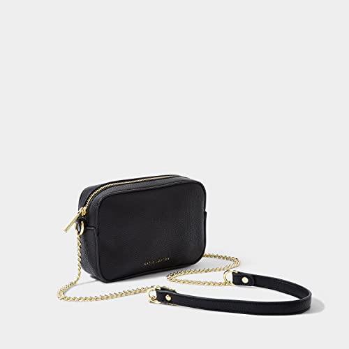 KATIE LOXTON Millie Small Womens Vegan Leather Chain Strap Mini Crossbody Clutch Handbag Purse Black