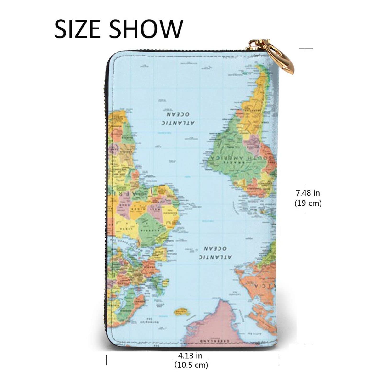 Long Handbag World Map Fashion Purse Clutch Credit Card Holder Organizer Ladies Leather Wallet