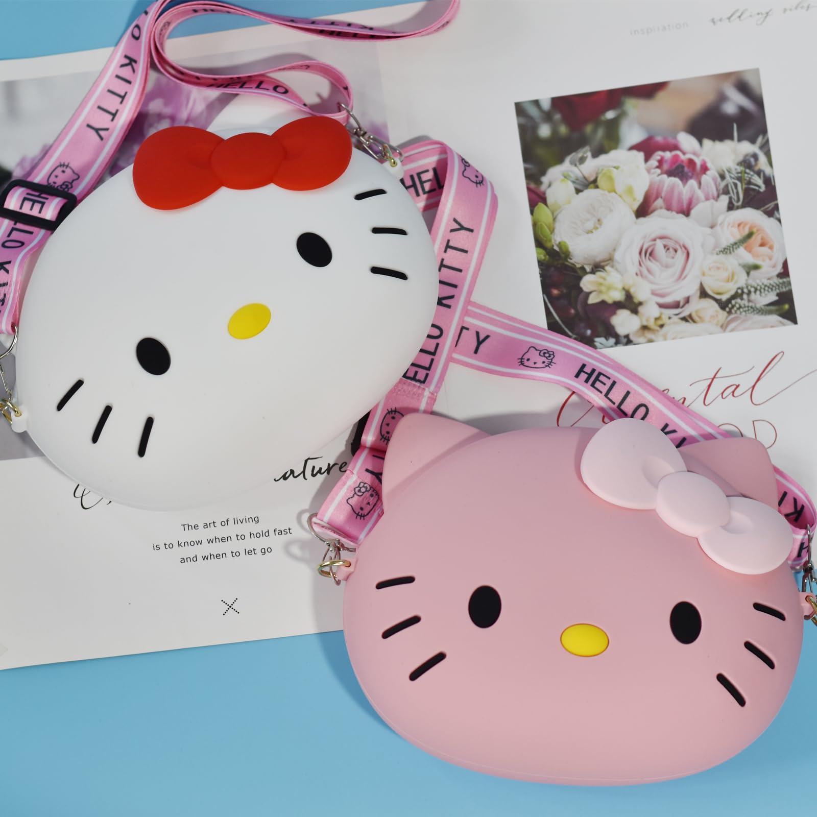 Kawaii Kitty Bag with Adjustable Shoulder Strap, Zipper Handbag Cute Kitty Coin Wallet Purse Shoulder Bag, Coin Pouch for Gifts Women Birthday - Pink