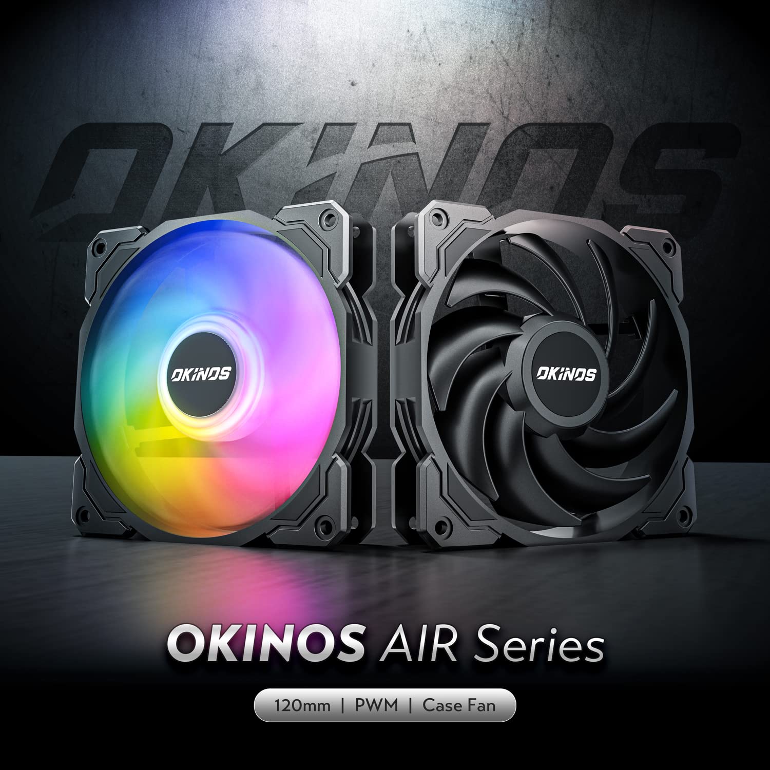 Okinos, 26.9 dBA, 4Pin PWM, Air Series, 120mm Case Fan 5 Packs, Silent Case Fan