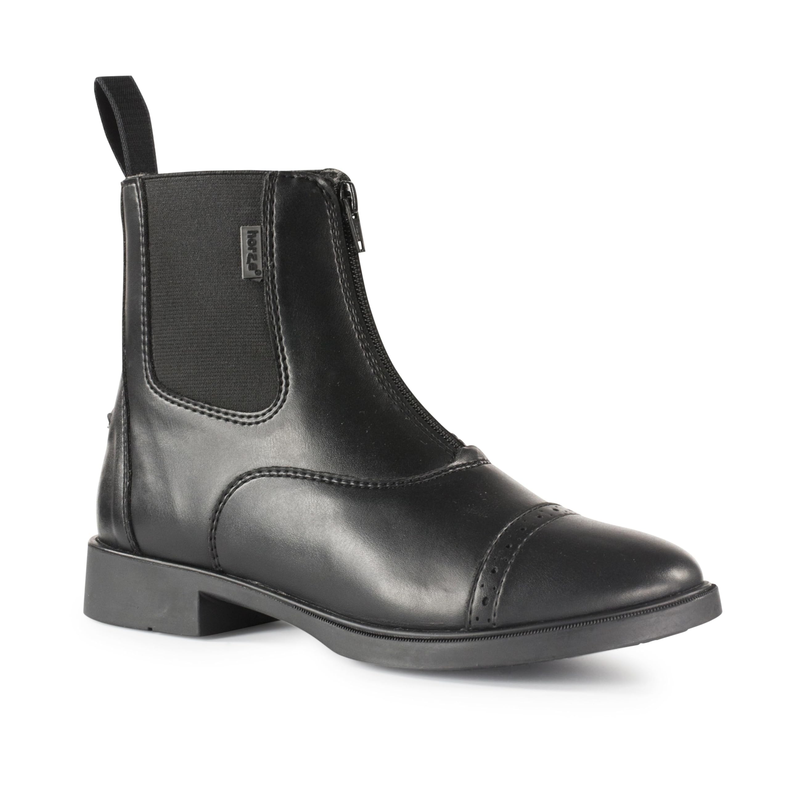 HORZE Wexford Women's Equestrian Synthetic Leather Zip-Up Schooling Paddock Boots - Black - 7