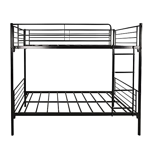 Lostcat Twin Over Twin Metal Bunk Bed,Heavy Duty Bunk Beds Frame w/Enhanced Upper-Level Guardrail and Ladders Suitable for Kids/Teen/Adults,No Box Spring Needed,Easy Assembly,Black