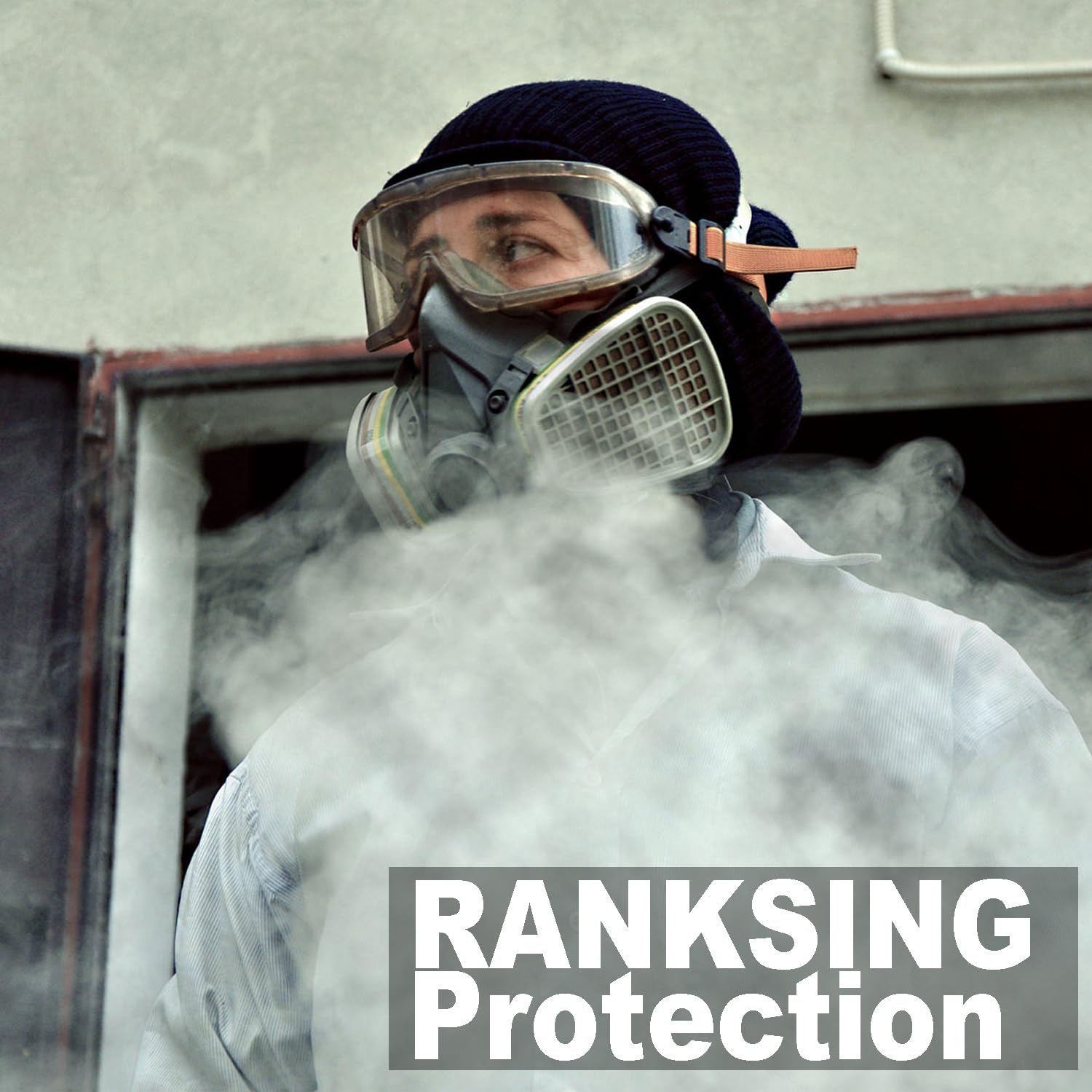 RANKSING Respirator Mask with Filters and Safety Glasses to Against Dust Gases Fumes Asbestos Chemicals while Painting Spraying Sanding Welding Construct and Work PPE 6200 Pink Medium