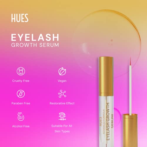 Hues Premium Eyelash Serum (5ML) - Lash Serum Boosts Lash for Fuller, Longer, Thicker Looking Eyelashes, Lash Enhancing Serum for Natural Lashes.
