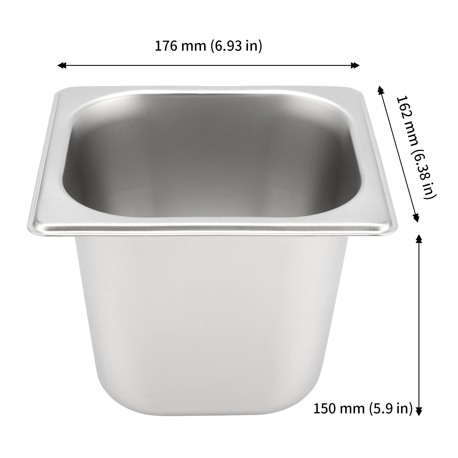 JAPCHET 6 Pack Stainless Steel Steam Pan 1/6 Size, Anti-Jam Steam Table Pan, Hotel Pans 1/6 Restaurant Buffet Trays for Catering, 6 Inch Deep