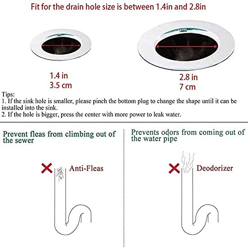 JdikGdik 5 Packs Sink Stopper Silicone Bathtub Stopper,Kitchen Sink Drain Strainer,Bathroom Drain Plug Drain Stopper,Shower Drain Sink Cover with Hair Strainer, Laundry Sink Drain Stopper (5 Colors)