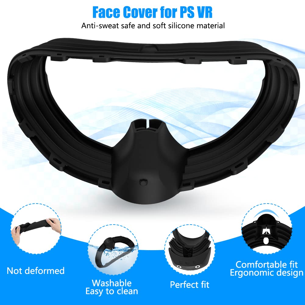 Jhua PSVR2 VR Silicone Face Cover and VR Shell Cover for Playstation VR2 / PSVR2, VR Headset Protective Shell Cover PSVR2 Accessories Kit