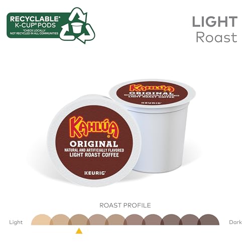 Kahlua Coffee Original, Keurig Single Serve K-Cup Pods, Light Roast Coffee, 48 Count