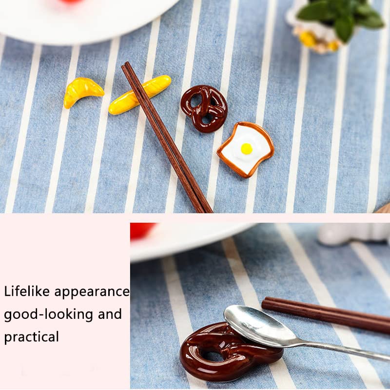 JCYUANI 4Pcs Chopstick Holder Ceramics Chopstick Rest Bread Shape Chopsticks Stand Home Accessories Dinner Server