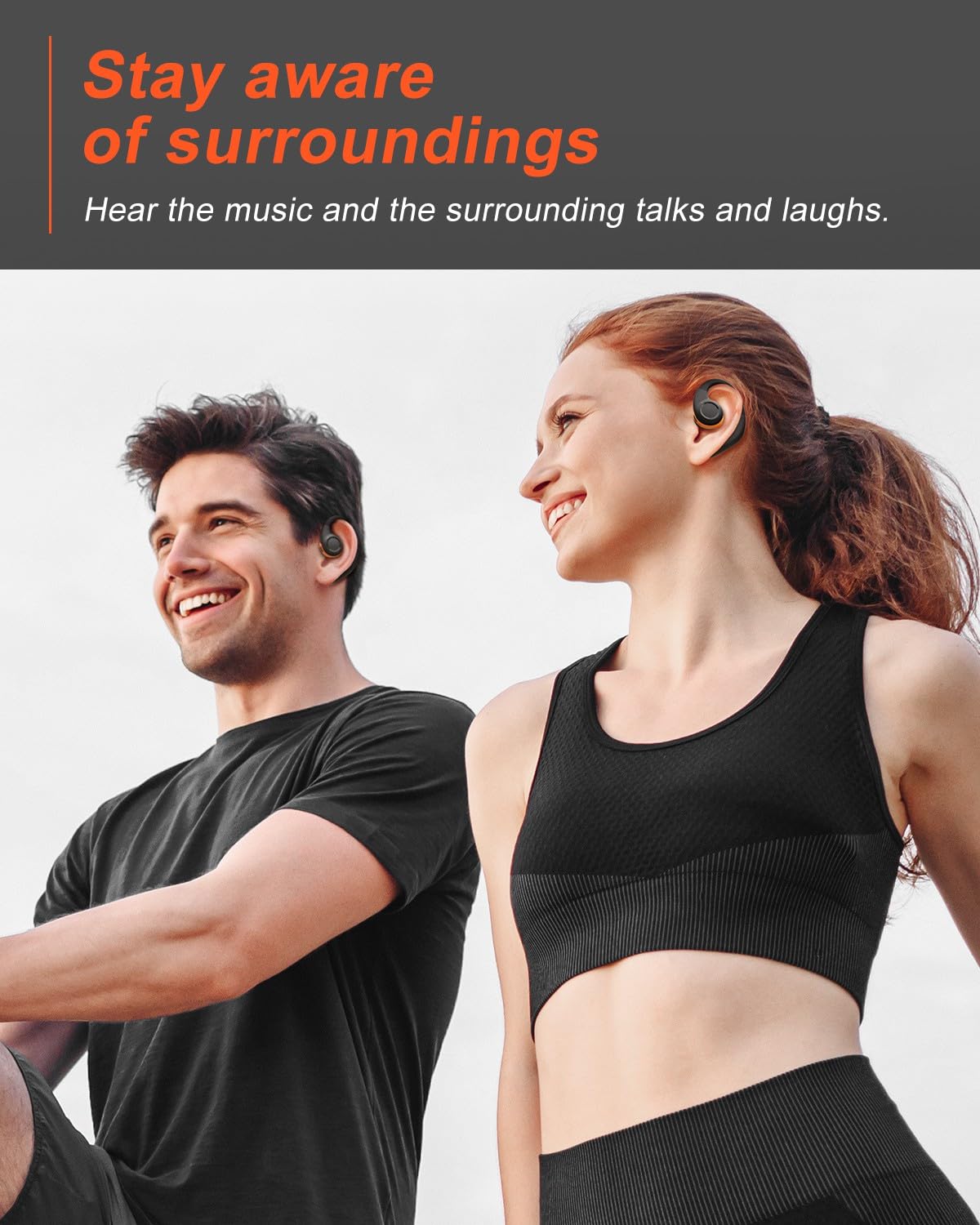Jzones Open Ear Headphones Wireless Bluetooth 5.2, Open Ear Earbuds with Dual 16.2mm Dynamic Drivers 60 Hours Playtime Waterproof Sport Earbuds for Android iPhone TV