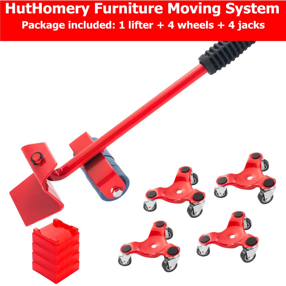 HutHomery Furniture 3 Wheel Mover’s Dolly, 6-Inch Steel Tri-Dolly, Easy Moving System for Bulky & Heavy Loads in Home, Office or Warehouses - 9 Pack 440-lb Load Capacity