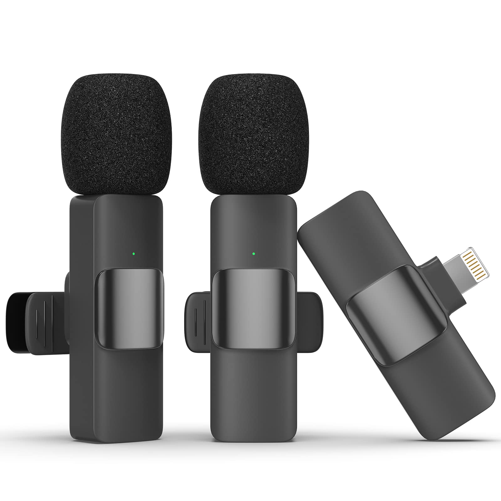 JULAKE Wireless Lavalier Microphone for iPhone and iPad, Professional Lapel Microphone with 2 Clip on Mics and Receiver – Noise Reducing iPhone Mic for Video Recording, Vlogging, YouTube