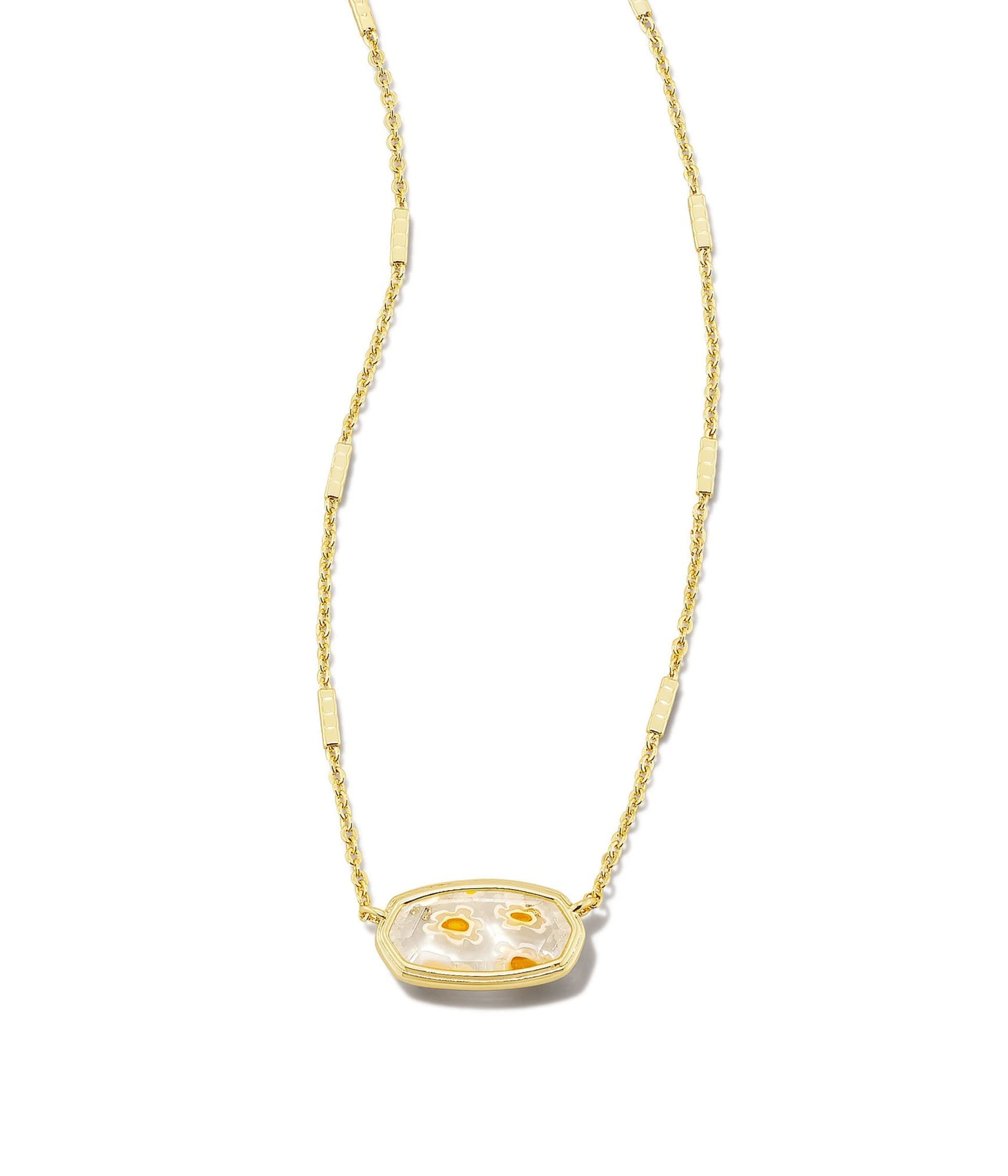Kendra Scott Framed Elisa Short Pendant Necklace Gold Iridescent Opalite Illusion One Size