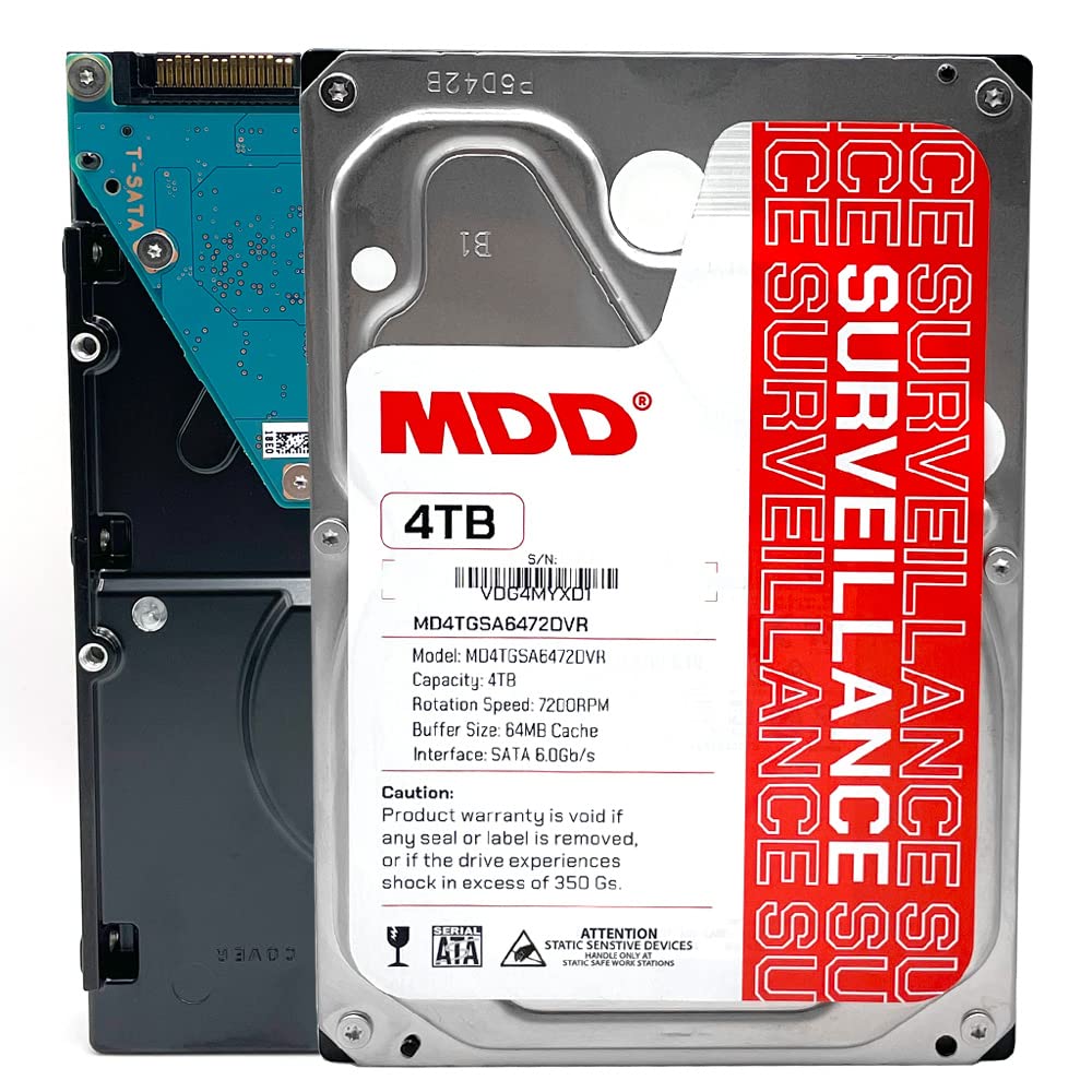 MDD (MDD4TSATA6472DVR) 4TB 7200RPM 64MB Cache SATA 6.0Gb/s 3.5inch Internal Surveillance Hard Drive (Renewed)