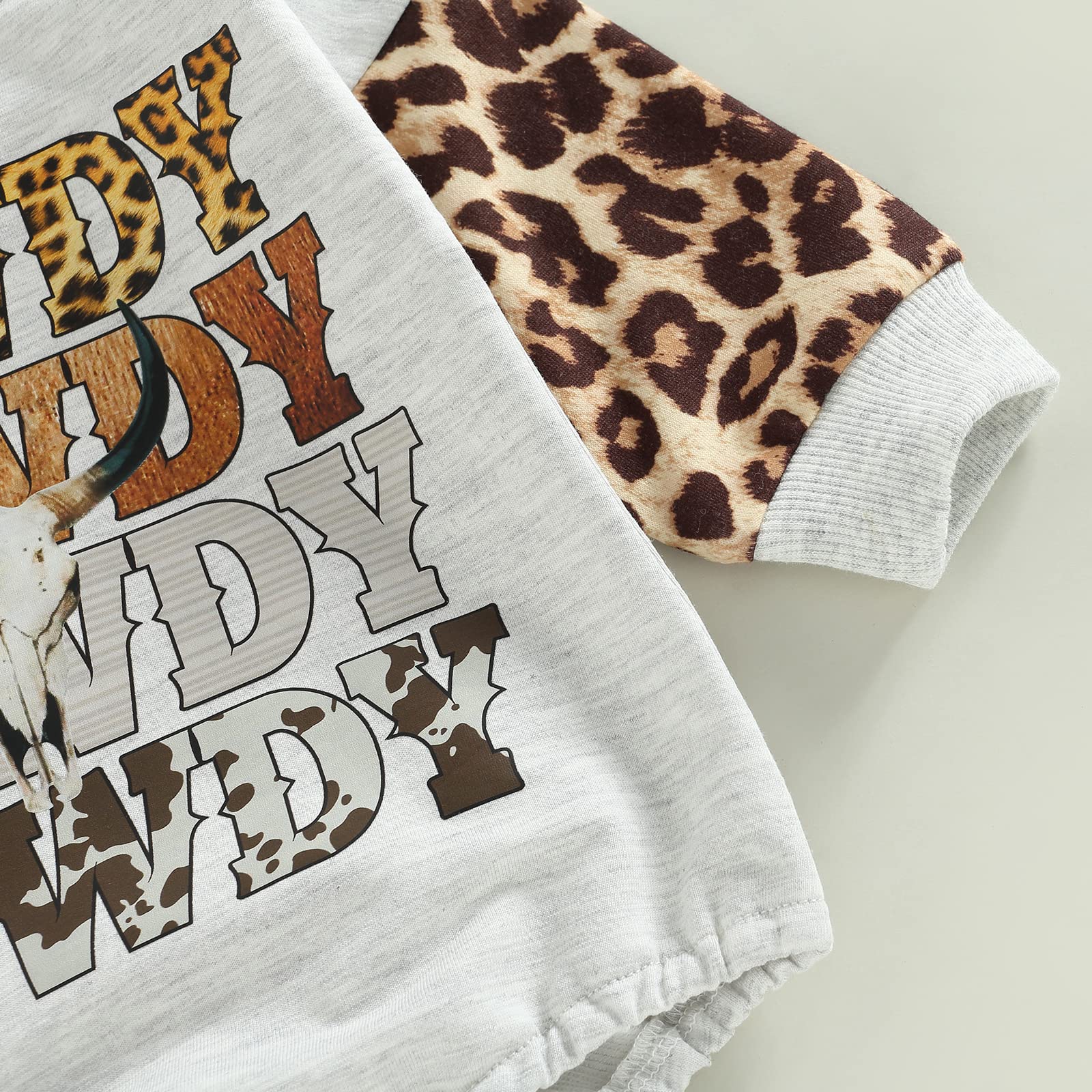 Lamuusaa Western Baby Girl Boy Clothes Long Sleeve Romper Sweatshirt Cow Print Bodysuit Oversized Sweater Fall Outfit 0-24M (Leopard A, 0-6 Months)