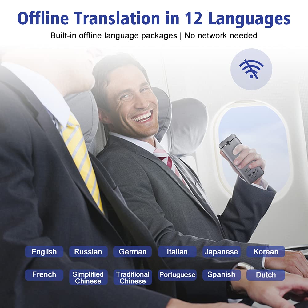 Language Translator Device Offline Translator with Instant Photo Translation Portable Two-Way Voice Interpreter, 109 Languages Smart Translation in 0.5 Sec, Bluetooth, WiFi
