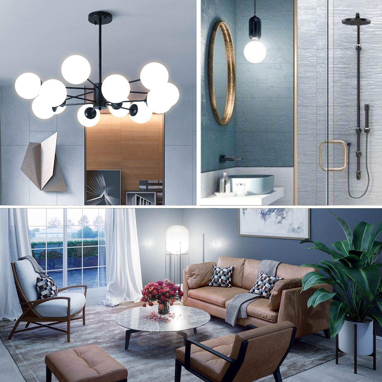 OMAYKEY 15W Dimmable Large LED Globe Bulb 100W Equivalent 1000 Lumens, 4000K Daylight White E26 Medium Base, Vintage Edison G125 Large Globe Edison Style LED Filament Light Bulb, Deep Dimming Version