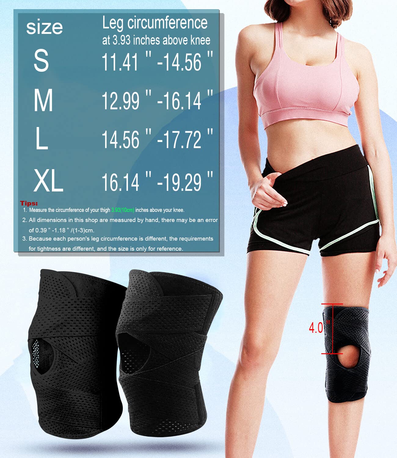 Knee Braces for Knee Pain with Adjustable Ultra-Soft Bandage, Professional Medical Knee Brace with Side Stabilizers, Ultra-support Breathable Knee Support with Mesh Weave Tech for Meniscus Tear, Arthritis, Injuries Relief, Running, Workout, Sports Injurie