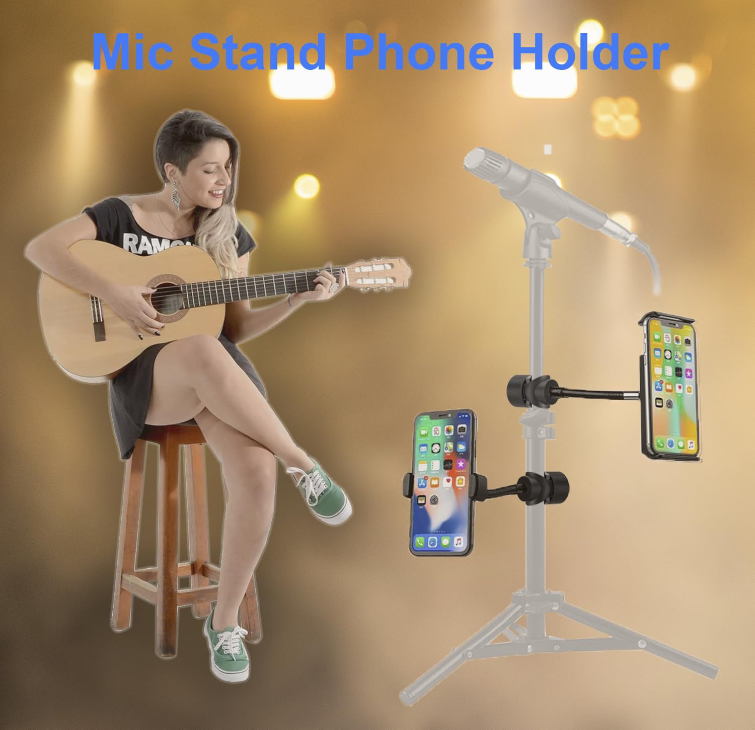 JCWINY Flexible Metal Tube Tablet Stand for Microphone Stand, Compatible with 4.7-12.9 Inch Devices, Easy Installation, No Tools Required