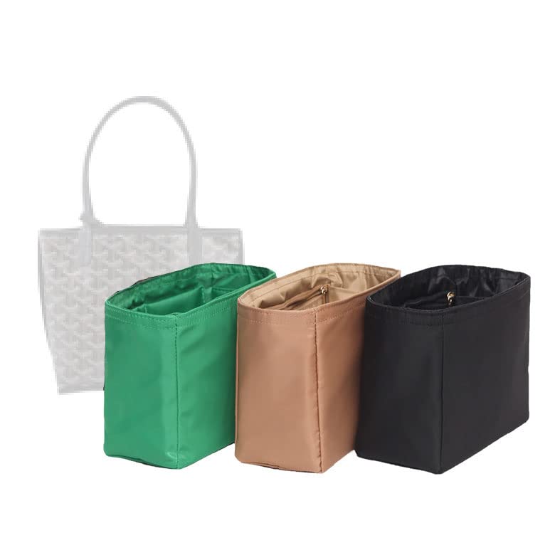 KEEPBLING Nylon Bag in Bag for Goyard Anjou Mini Organizer Inner with a Zipper Closer Waterproof (SAND)