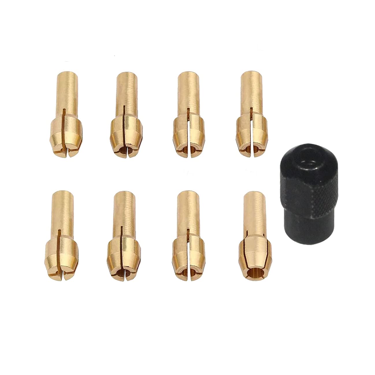 Luo ke 9 Pieces Brass Collet Brass Chuck Fits Dremel Rotary Tools (9Pc Collet Nut set)