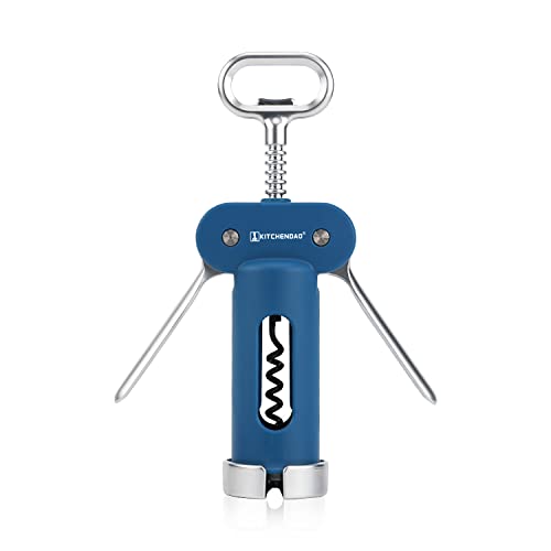 KITCHENDAO 3 in 1 Wine Bottle Opener, Wing Corkscrew with Foil Cutter, Built-in Beer Bottle Opener, Multifunctional Wine Opener with Non-Stick Sharp Screw,Easy to Use, Sturdy Durable Manual Corkscrew