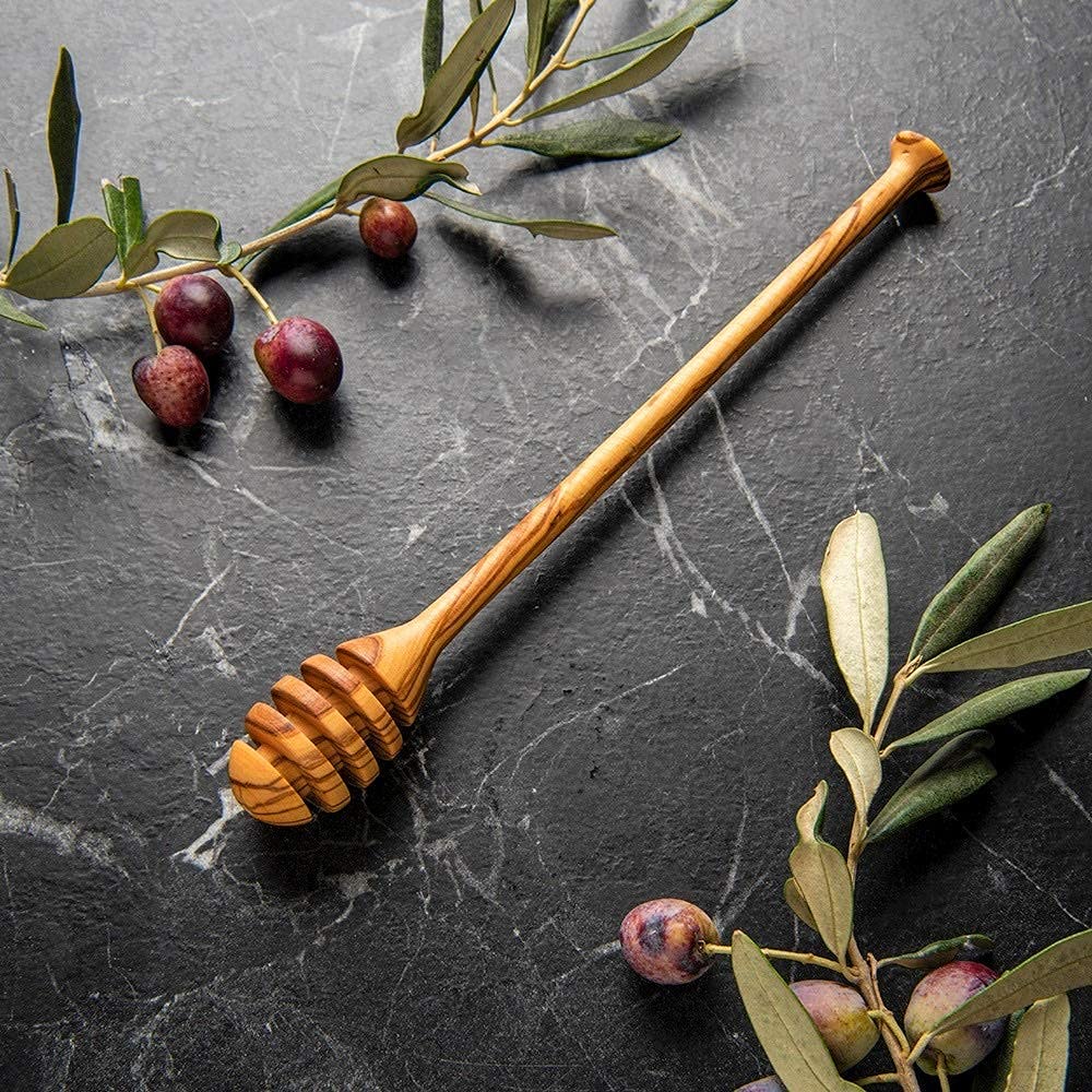 Honey Dipper, Olive Wood Honey Stick, Handcrafted Honey Spoon 7.3-Inches