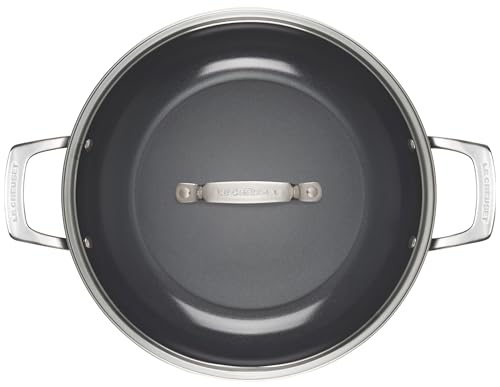 Le Creuset Essential Non-stick Ceramic Shallow Braiser with Glass Lid, 3.9 qt.