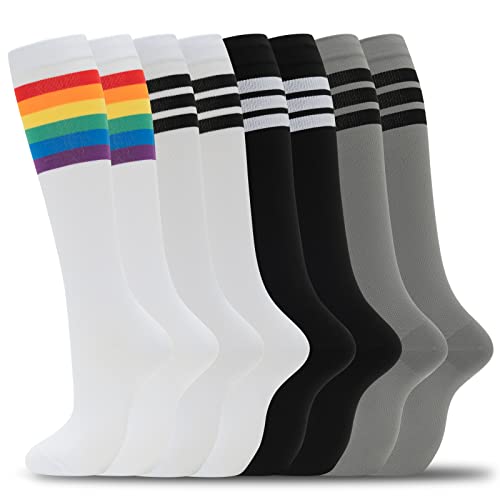 hello momoya Compression Socks for Women Men Knee High Support Socks 8 Pairs for Nurses, Running, Flying, Athletic